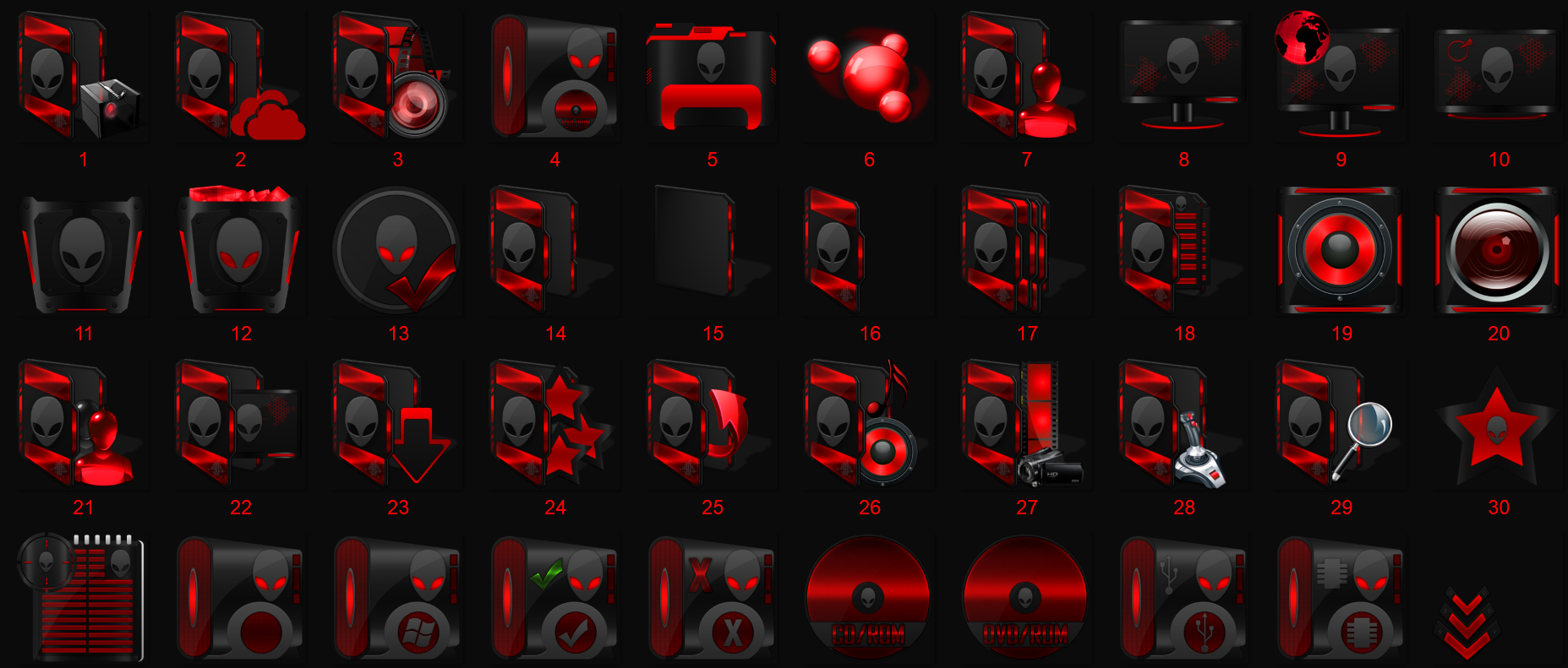 Alienware Alpha Red IconPack 7TSP – Theme Source Patcher
