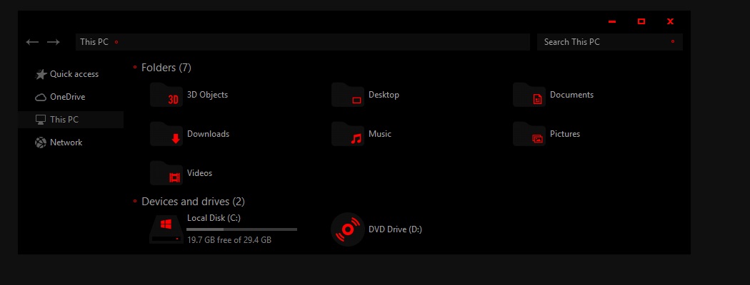 Pure Black Red Icon Pack for 7TSP – Theme Source Patcher